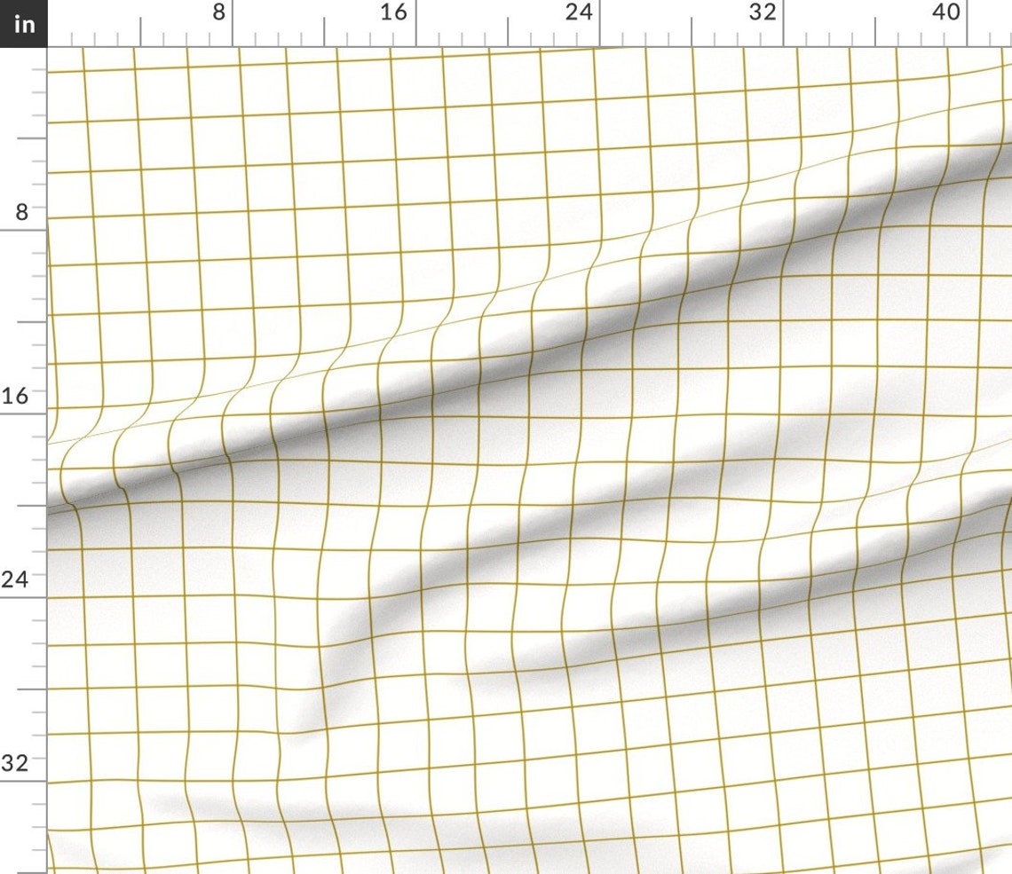 Yellow Grid Fabric Mustard Grids on White Irregular by Sunny - Etsy