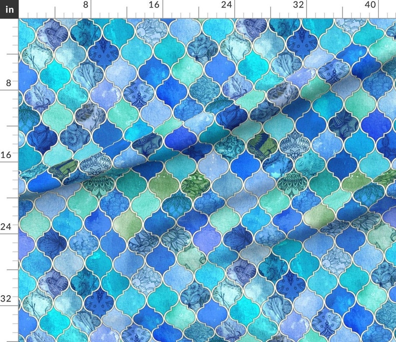 Moroccan Fabric Cobalt Blue and Aqua Decorative Moroccan - Etsy