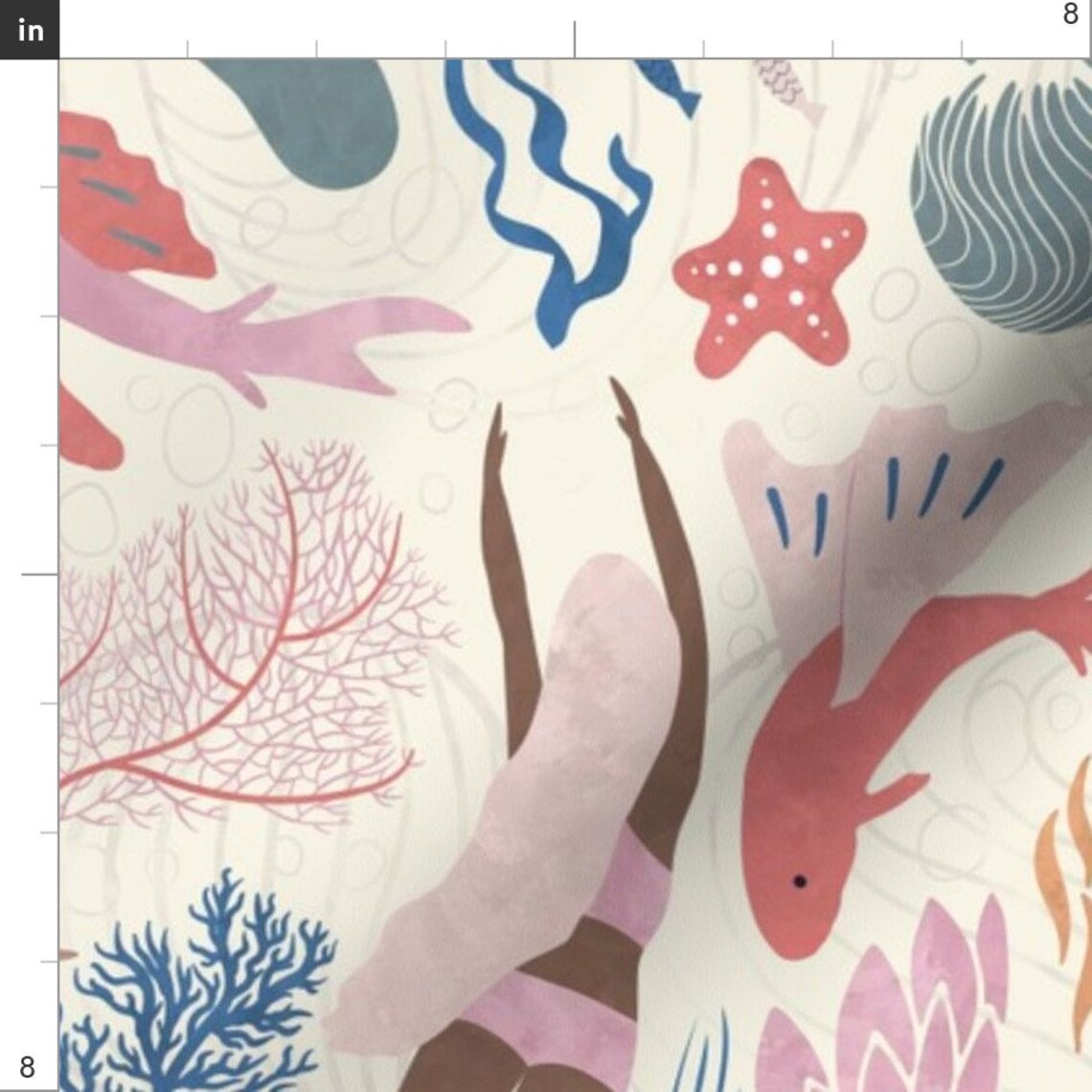 Nautical Fabric Almost Mermaid by Lidiebug Female Swimmers | Etsy