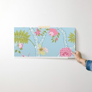 Blue Preppy Floral Wallpaper Peony Branch Blue by Danika_herrick Blue ...