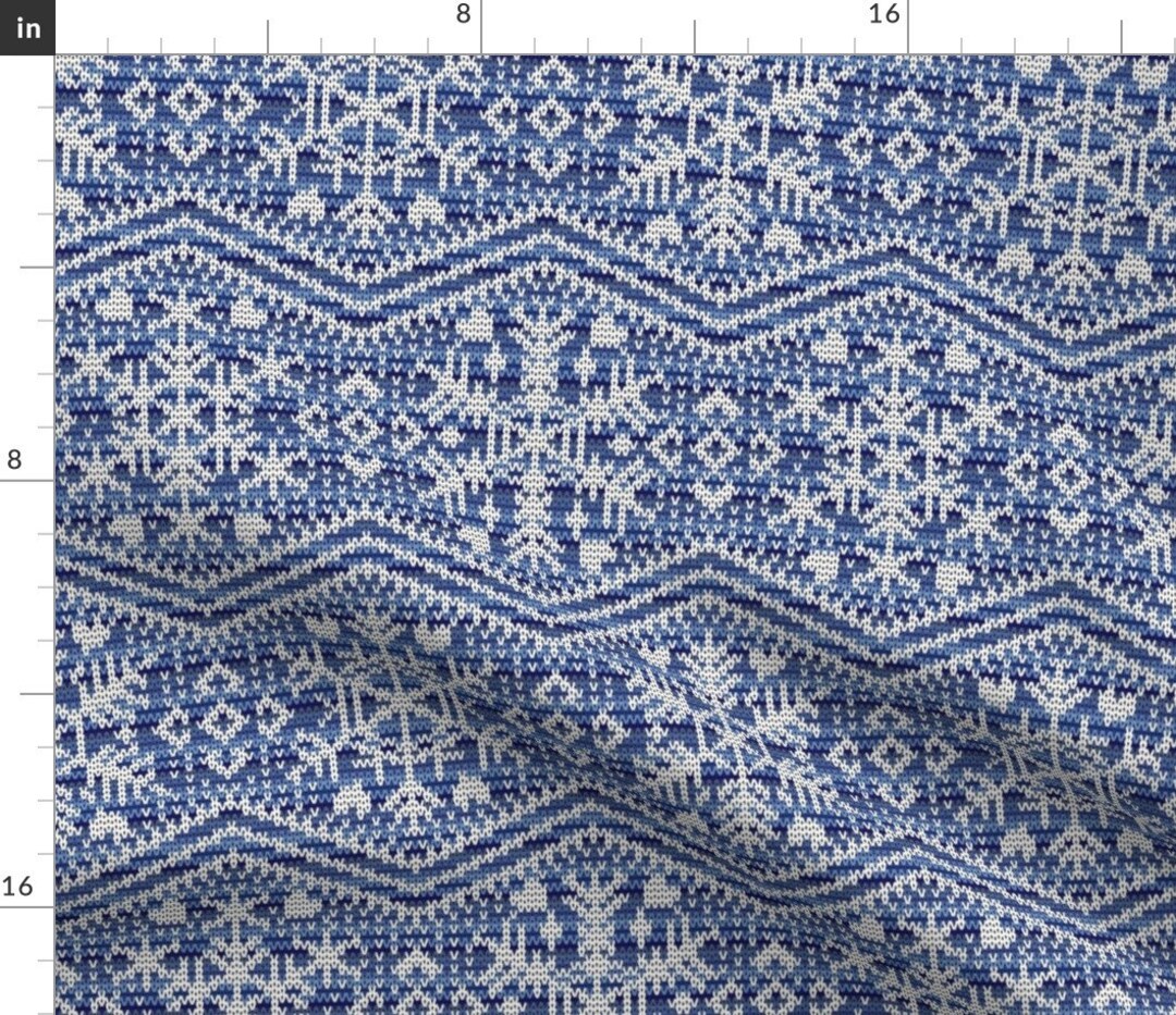 Snowflake Knit Pixelated Fair Isle Fabric Fair Isle Snowflakes by ...