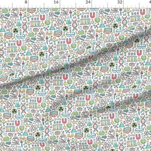 Science Fabric Science Lab by Caja Design White Colorful - Etsy