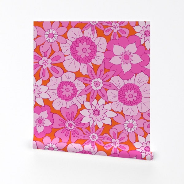 Pink Floral Wallpaper - Etsy