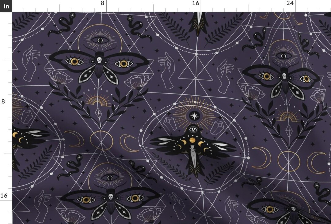 Witch Fabric - Lunar Witchery - Large Scale by Movezerb - Moth Snakes ...