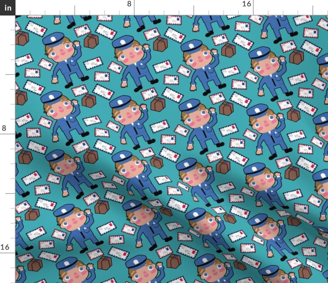 Mail Man Fabric Mail Time by Heidikenney Post Office Postal Worker ...