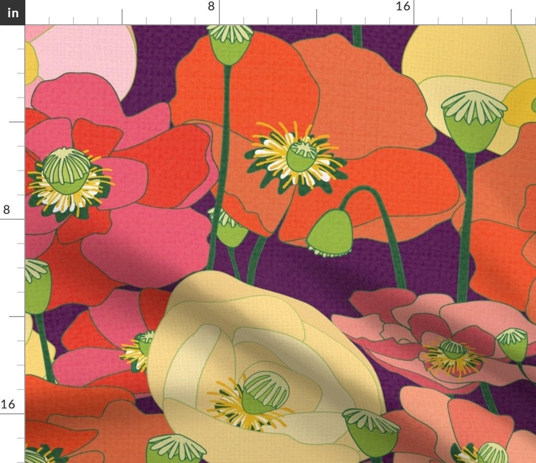 Large Scale Poppies Fabric Wild Poppy Meadow by - Etsy