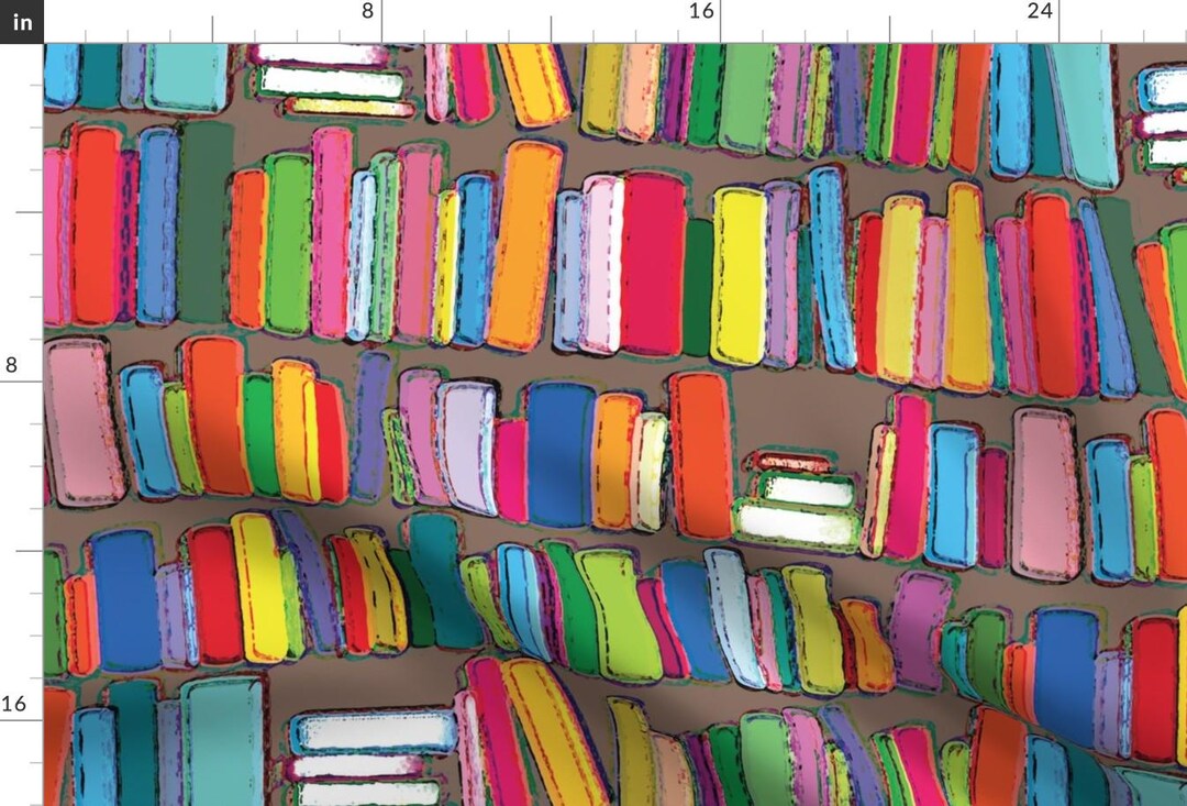 Book Shelf Fabric - Library Books by Cassiopee - Books Library Reading ...