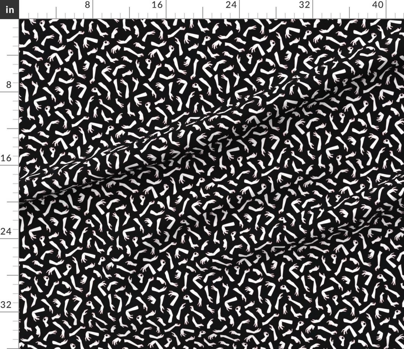 Hand Print Fabric Hand Print on Black by Dearchickie Hands - Etsy