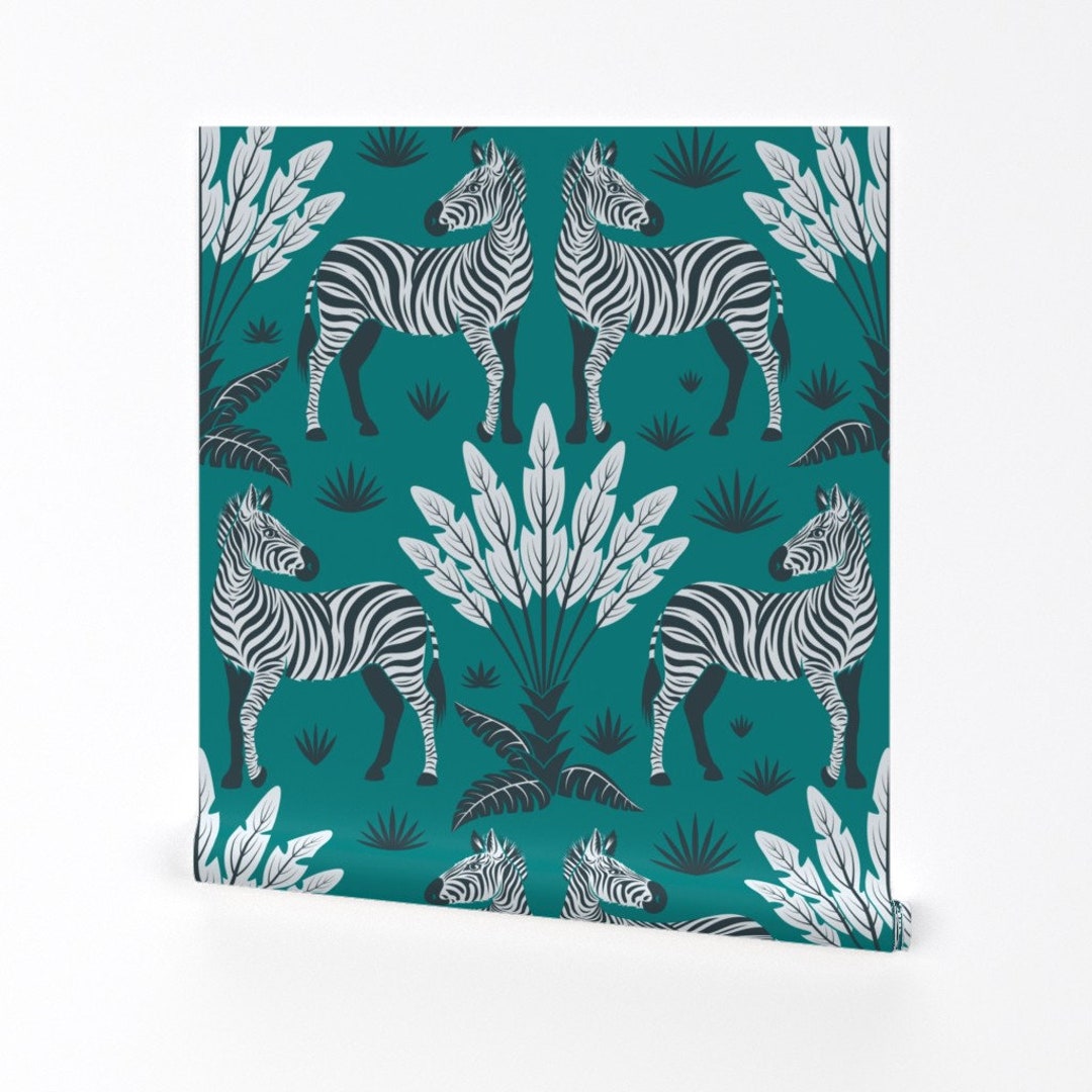 Teal Wallpaper Zebra Safari by The_snail_and_starling Nature Animal ...