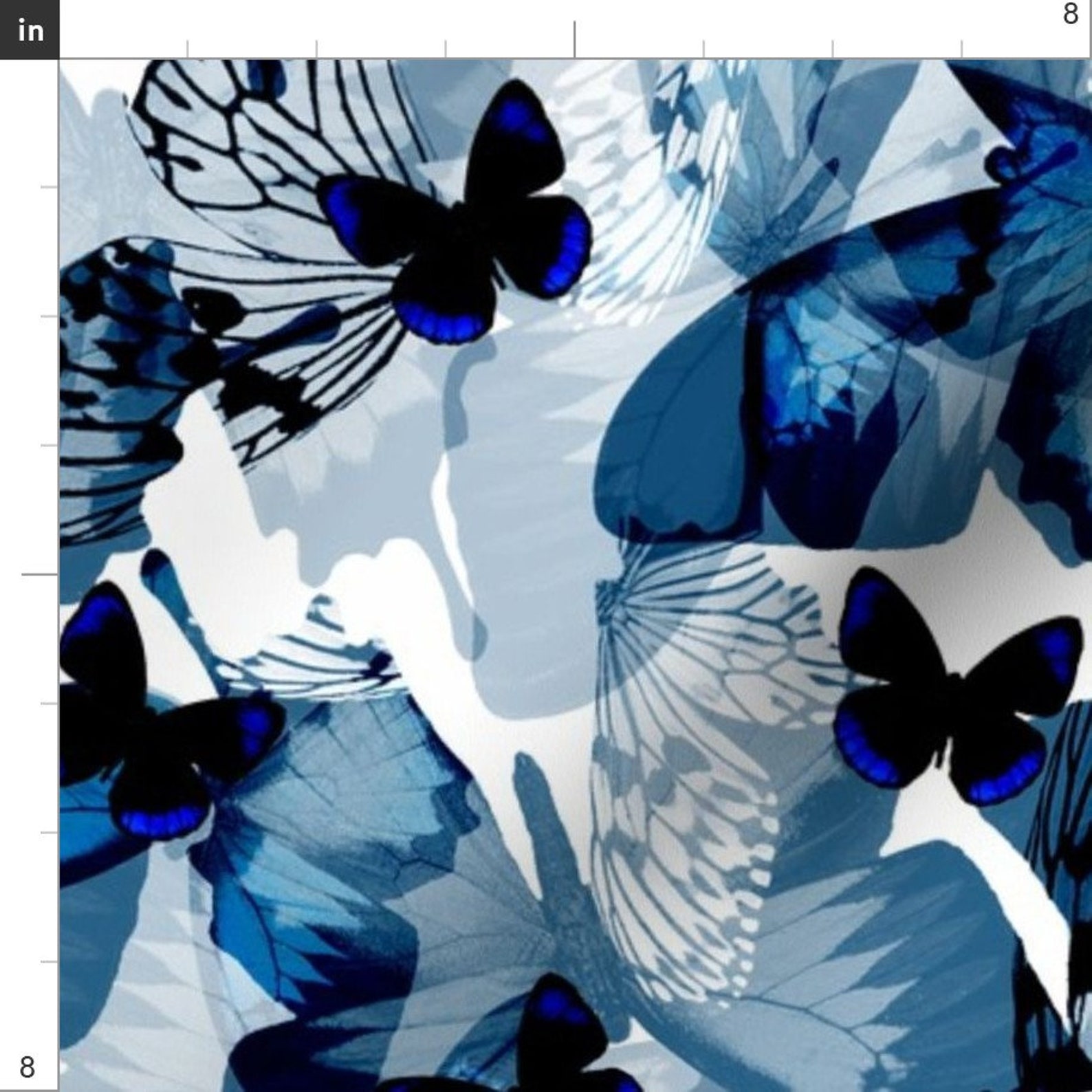 Blue Butterfly Fabric Butterflies Blue by Kimsa Blue | Etsy