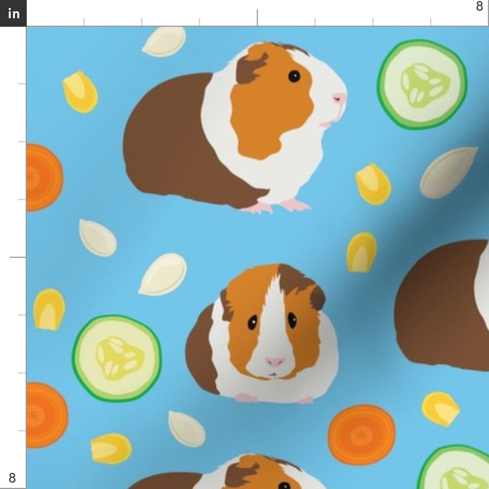 Blue Guinea Pigs Pets Fabric Guinea Pig With Food by - Etsy