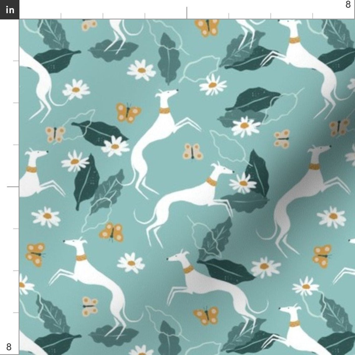 Greyhound Fabric Greyhound And Buttterfly By Lobitos Light | Etsy