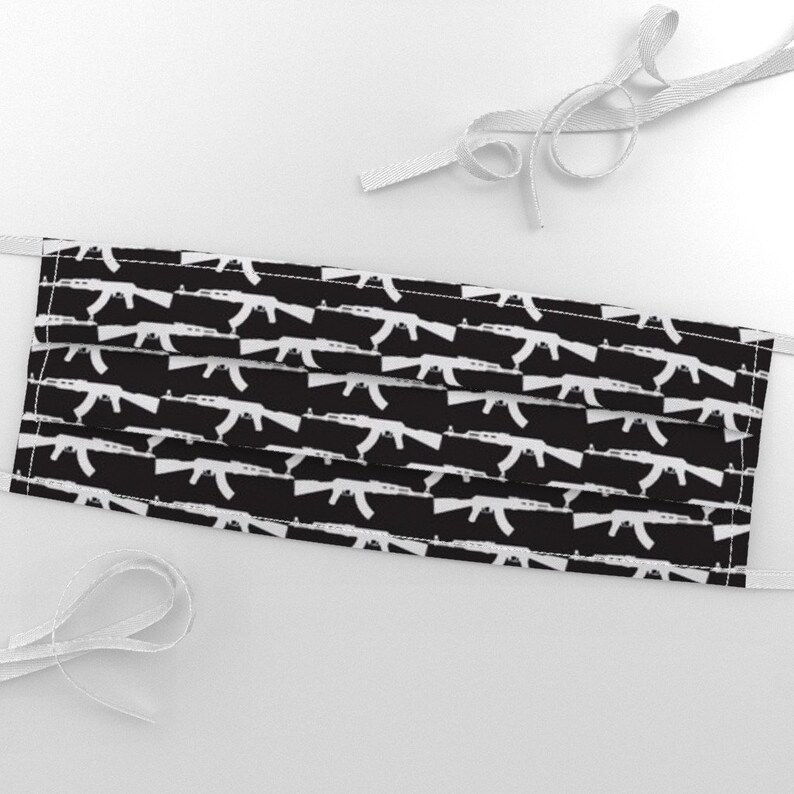 Gun Fabric Guns White on Black by Weebeastiecreations Gun | Etsy