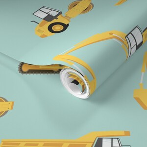Digger Wallpaper Construction Trucks by Littlearrowdesign - Etsy
