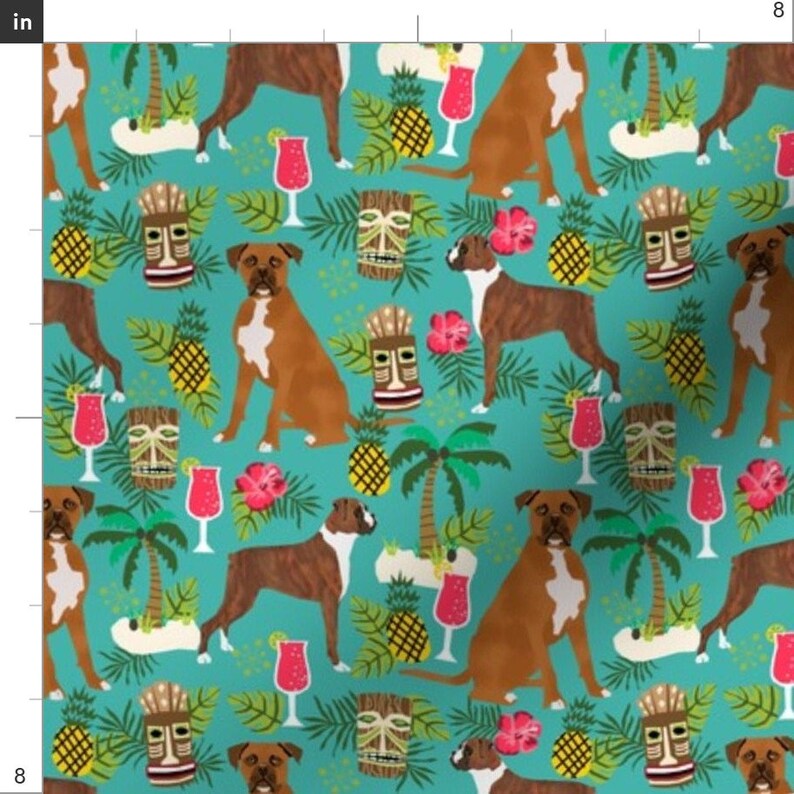 Boxer Fabric Boxer Tiki Summer Tropical Boxer Dogs Fabric - Etsy