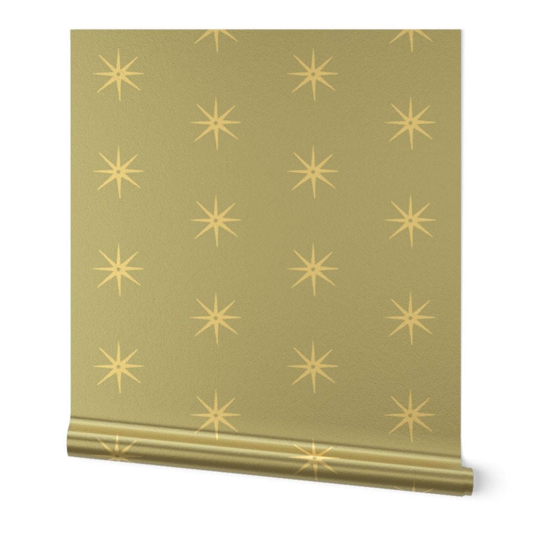 Preppy Star Gold or Silver Metallic Wallpaper - Blue White ...