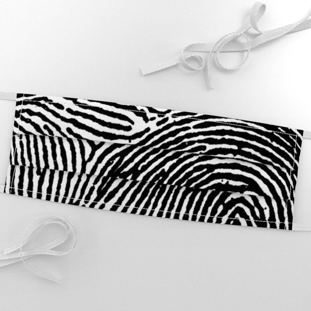 Black and White Fingerprints Fabric Fingerprint Stripes - Etsy