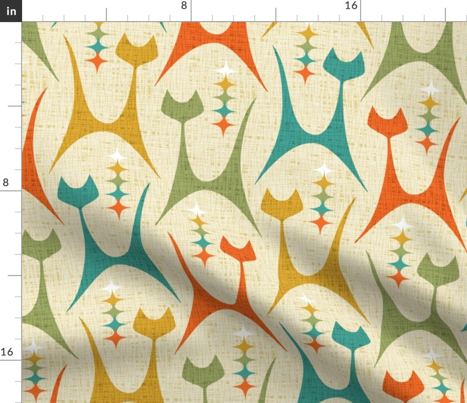 Mid Century Cats Fabric Mid Mod Meow by Studioxtine - Etsy