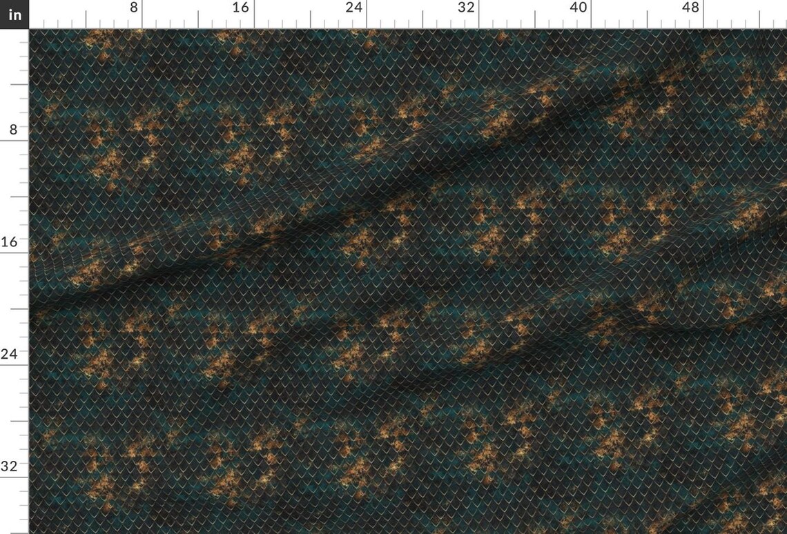 Dragon Scale Fabric - Dark Patina Scales by Beyondchaos - Mermaid Faux ...