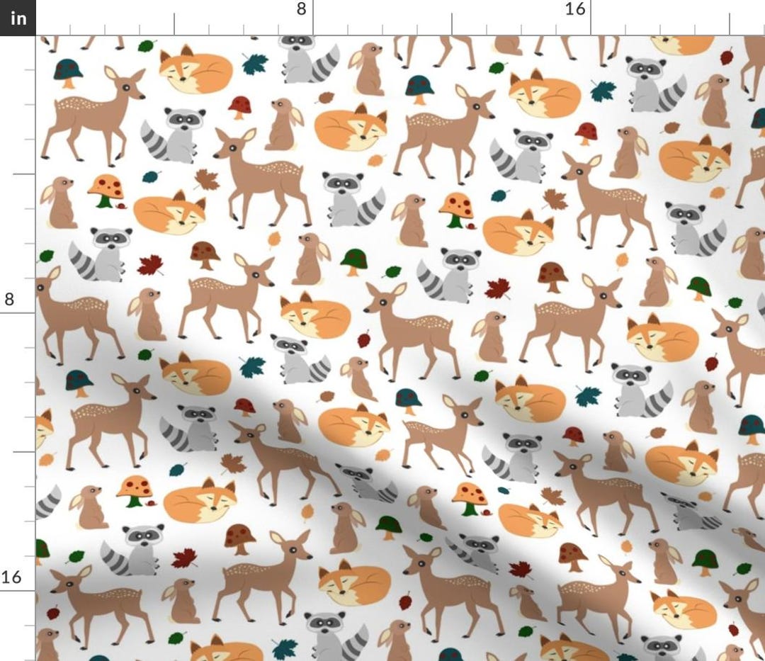 Woodland Fabric Woodland Animals by Jannasalak Woodland Creatures Baby ...