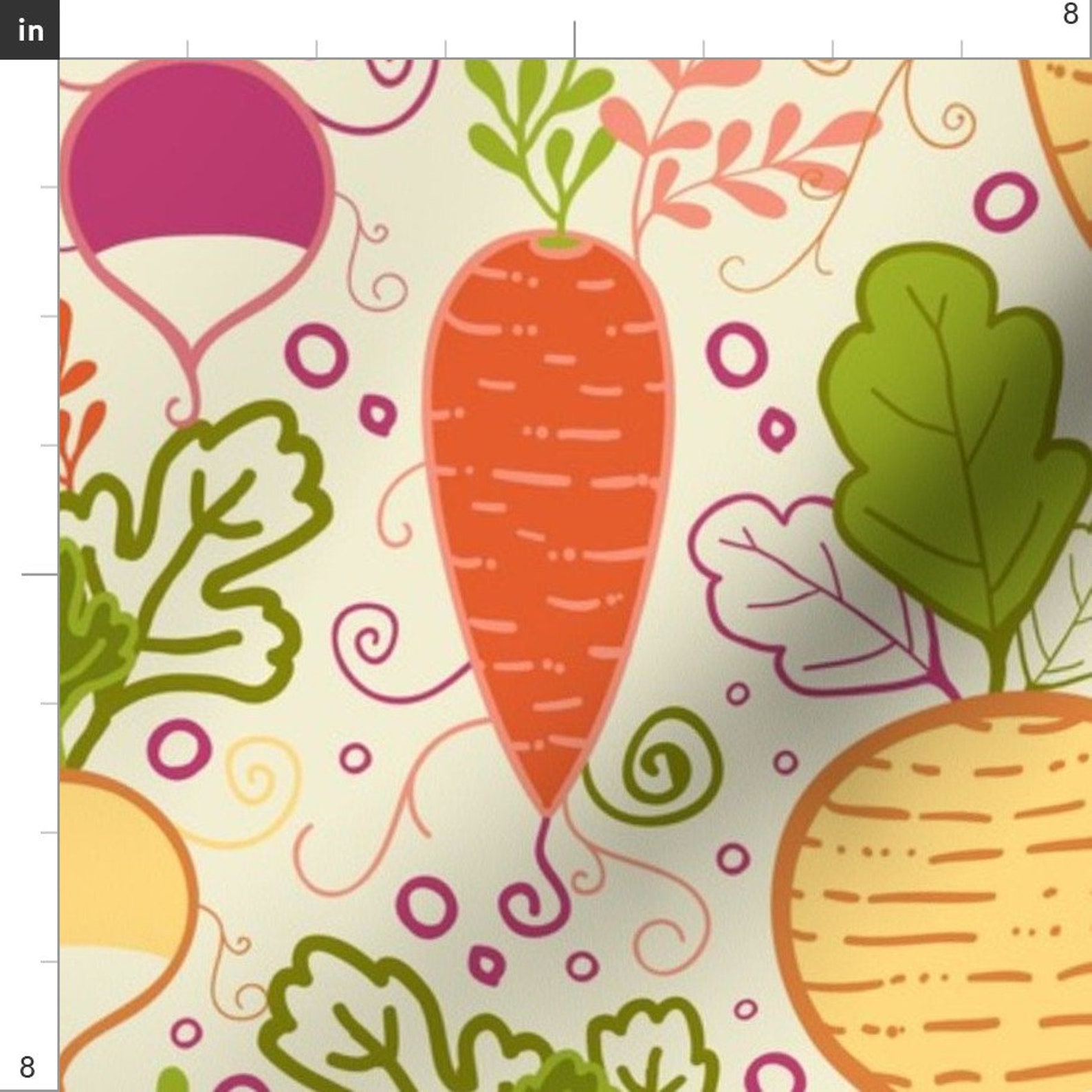 Colorful Veggie Fabric Growing Root Vegetables by Oksancia - Etsy