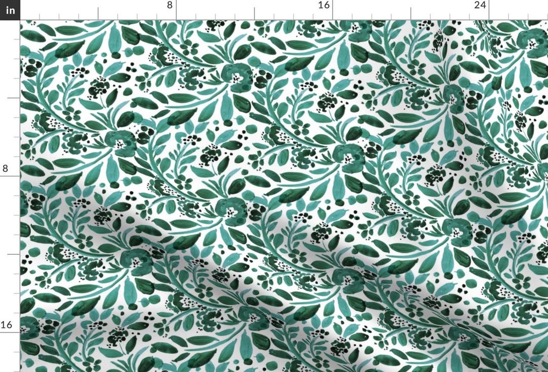 Jade Fabric Jade-floral-small by Crystal Walen Jade Green Floral White ...