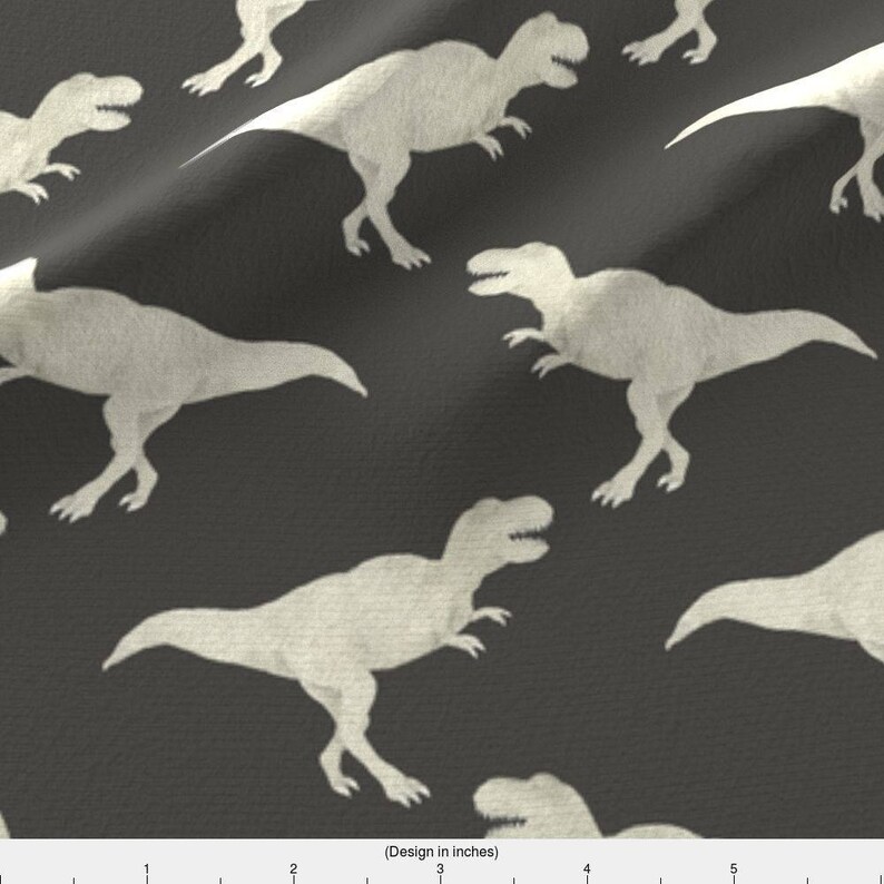 T-Rex Fabric T-Rex Grey By Mintpeony T-Rex Dino Dinosaur | Etsy