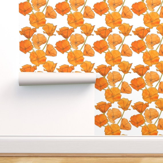 Poppy Wallpaper Poppy Pattern By Studiodena Bold Mod | Etsy