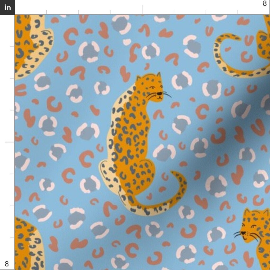 Blue Cheetah Print Tropical Abstract Safari Fabric Into - Etsy España