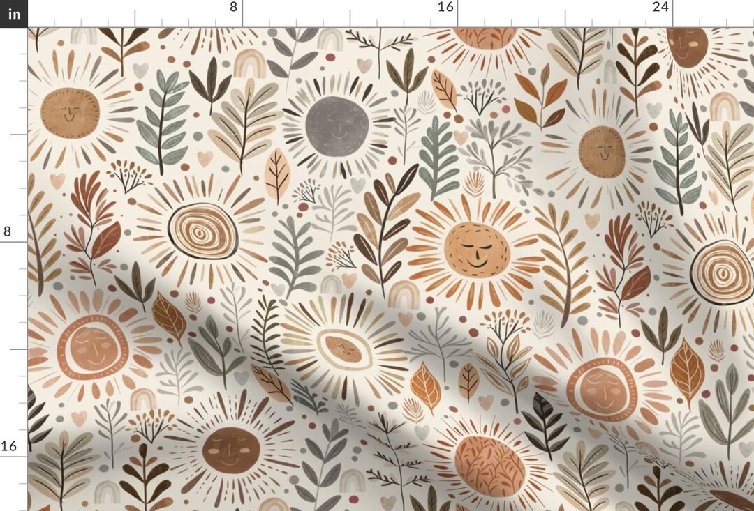 Boho Winter Sun Fabric - Winter Solstice by The_mirwo_forest - Neutral ...