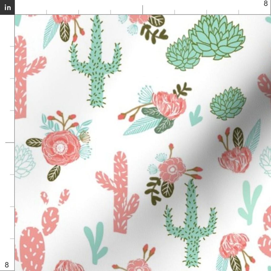 Tropical Cacti Fabric - Cactus Flowers Florals Girls Flower Cute Cactus ...
