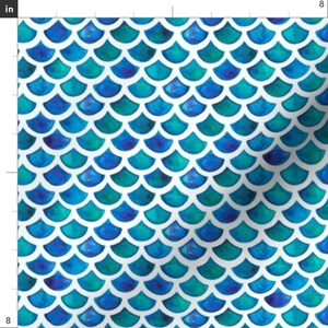Mermaid Fabric Mermaid Scales in Blue and Green by Elena | Etsy