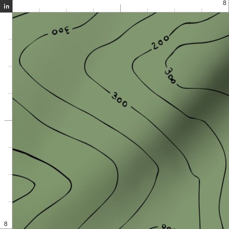 Maps Fabric Contours Green by Ruthmaddockmakes Maps - Etsy