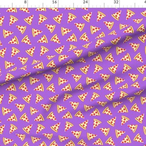 Pizza Fabric Pizza Slice Purple Food Fabric by | Etsy