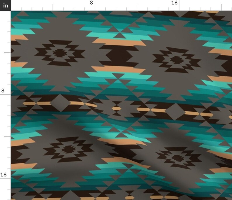 Native Fabric Navajo by 49design Native Tribal Gray | Etsy