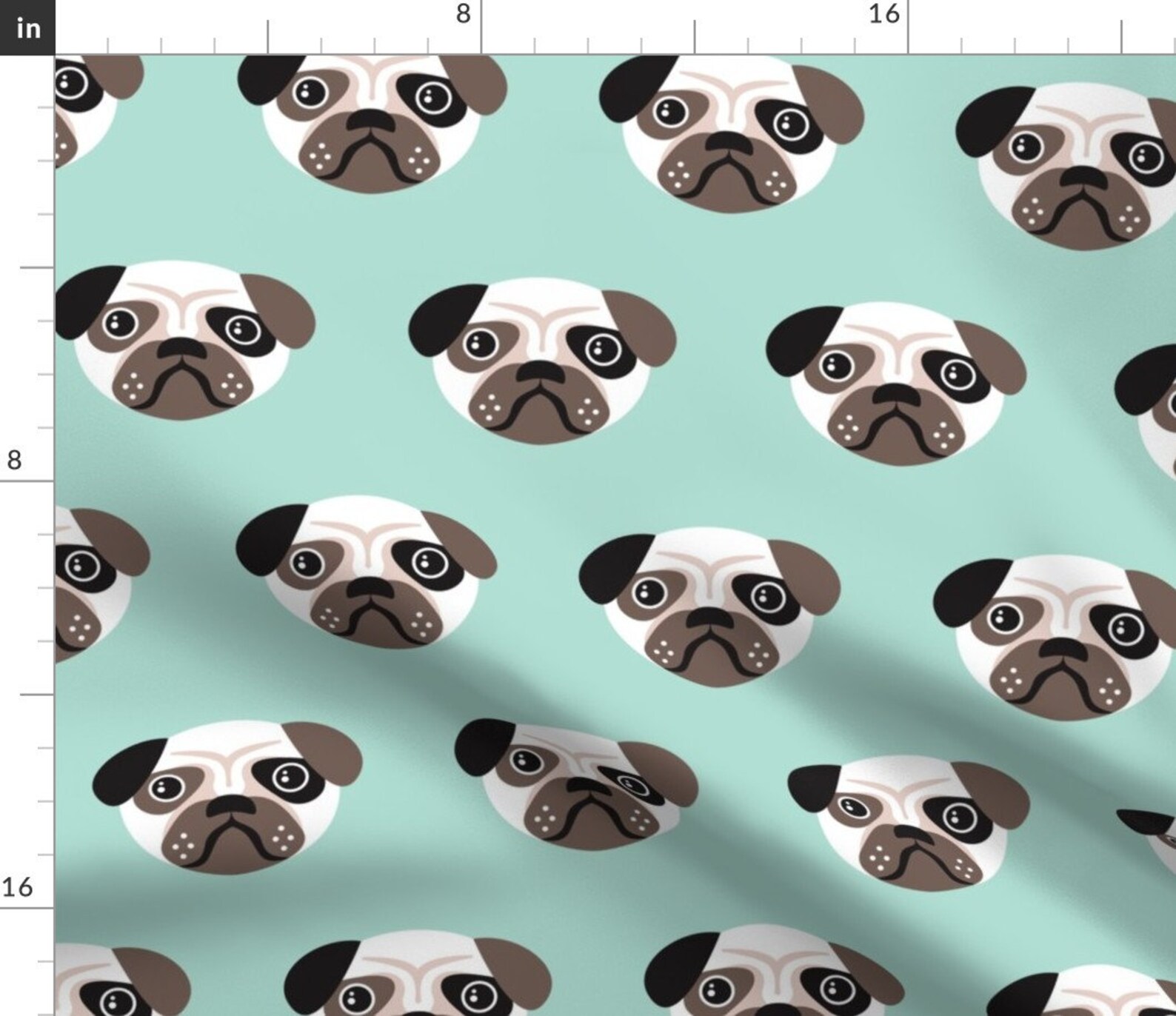 Dog Fabric Pug the Blue Puppy Illustration Kids Pattern | Etsy