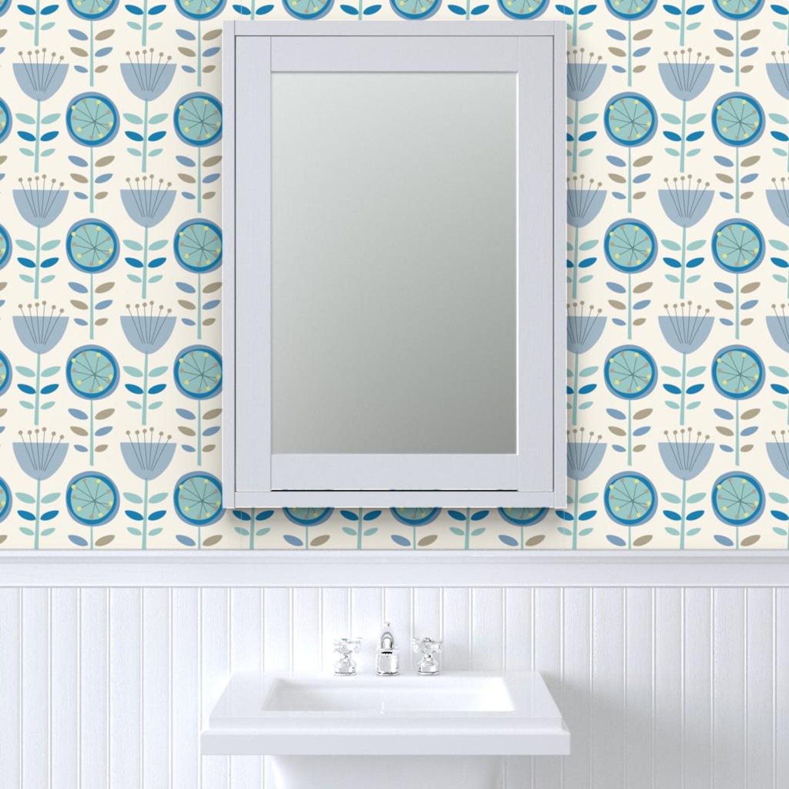 Retro Floral Wallpaper - Mid-century Modern Floral by Barbarapixton ...