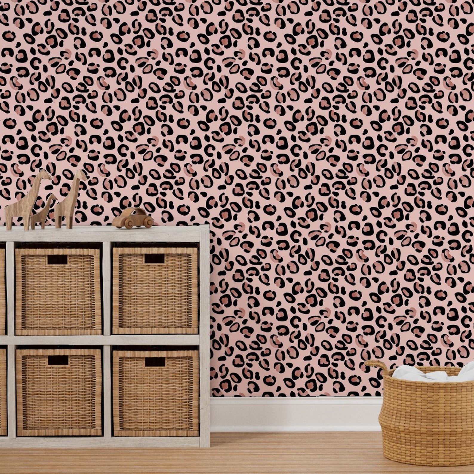 Leopard Wallpaper Leopard Rose by Paper and Frill Girly - Etsy
