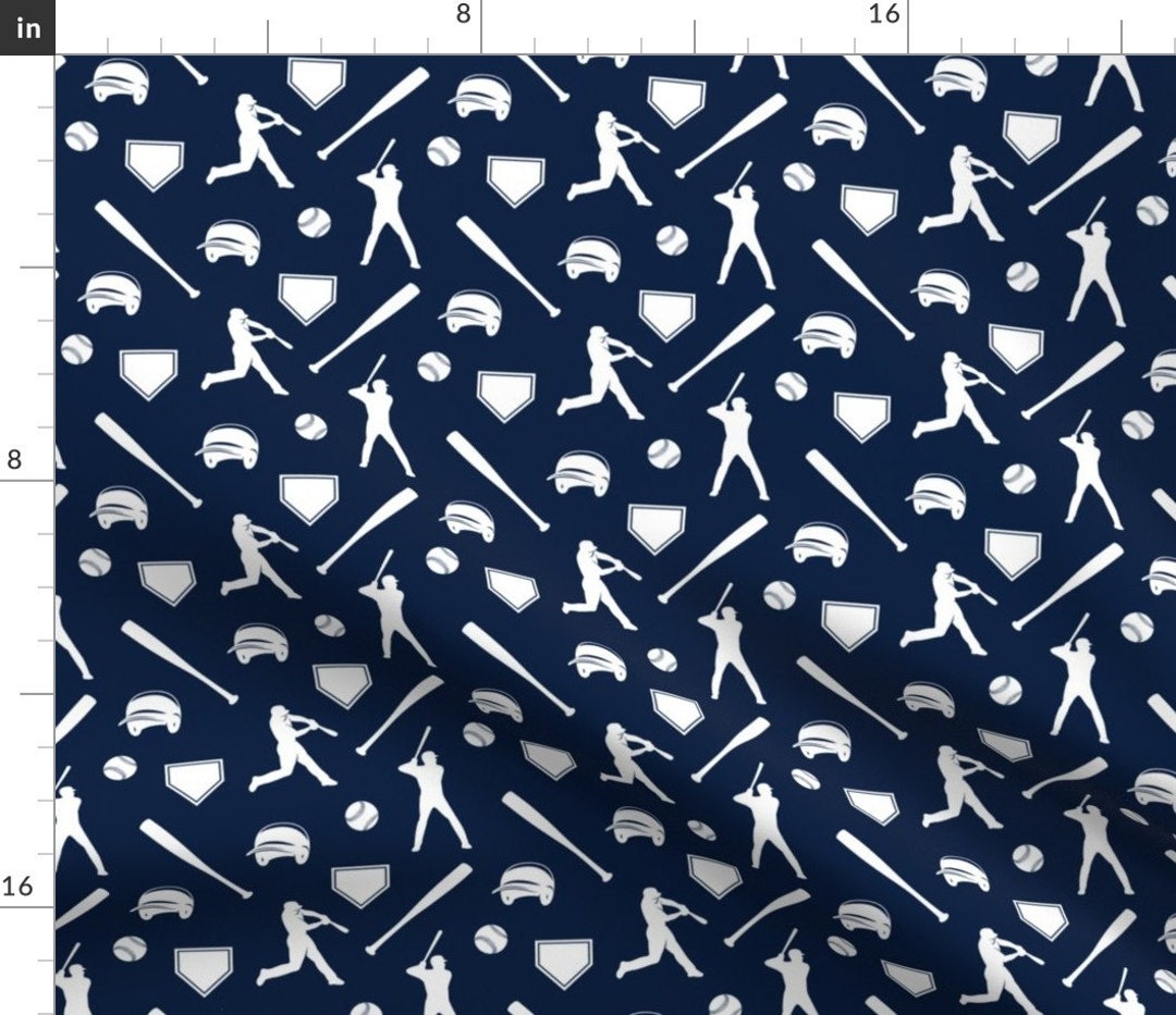 Baseball Fabric Fabric Navy by Littlearrowdesign Dark Blue - Etsy