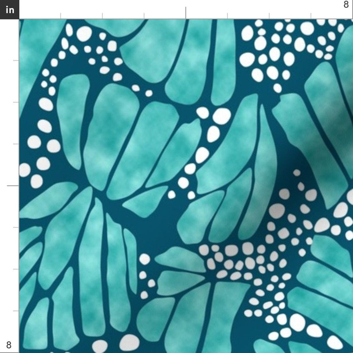 Blue Butterfly Wings Fabric Teal Aqua Monarch Butterfly by - Etsy