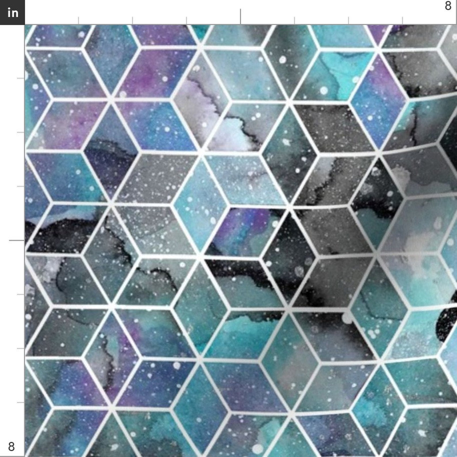 Blue Watercolor Hexagon Fabric Blue Watercolour Space | Etsy