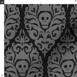 Skull Fabric Spooky Damask Black by Pattysloniger Skull Goth Gothic ...