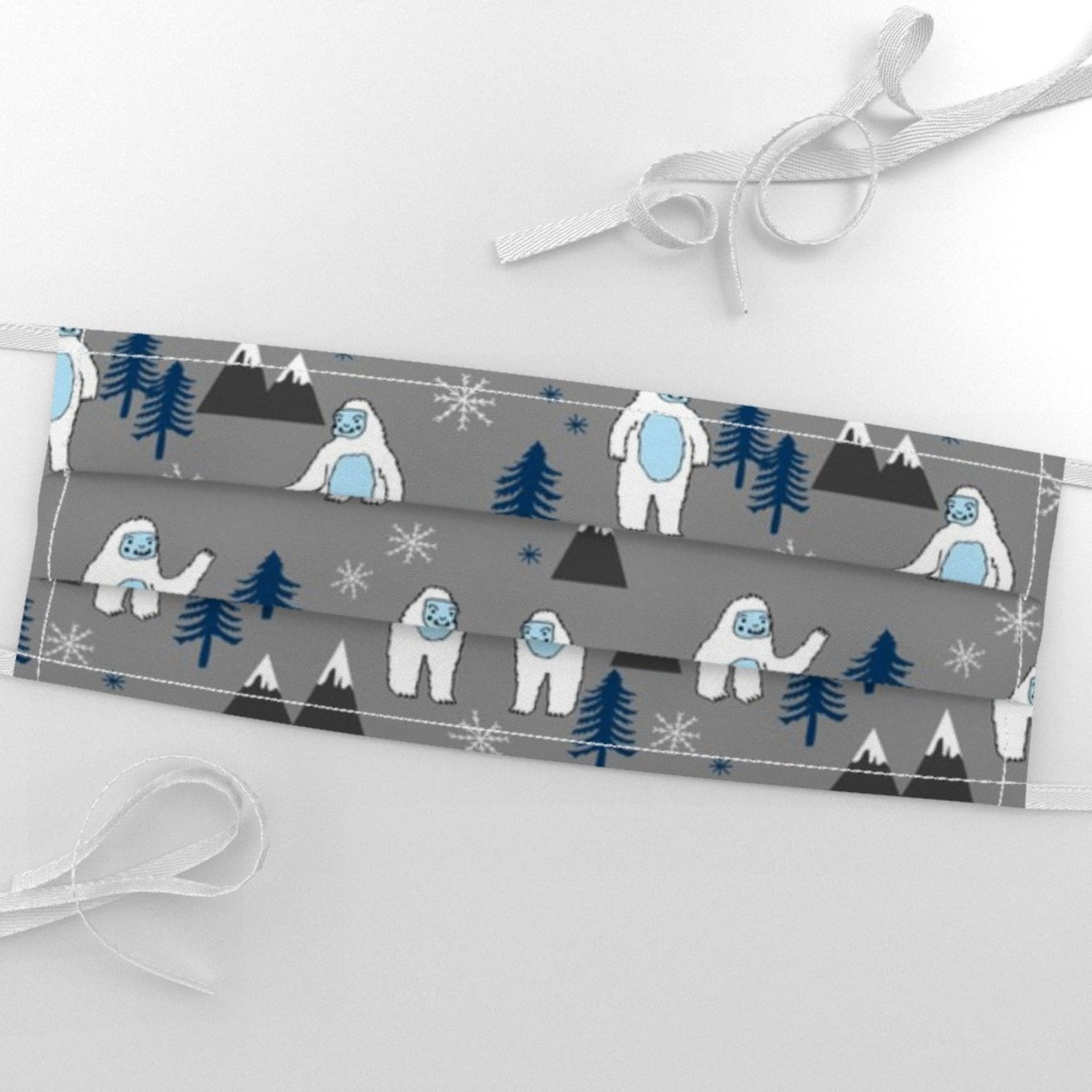 Yeti Fabric Yeti Christmas Winter Snow Fabric Gray and Blue | Etsy