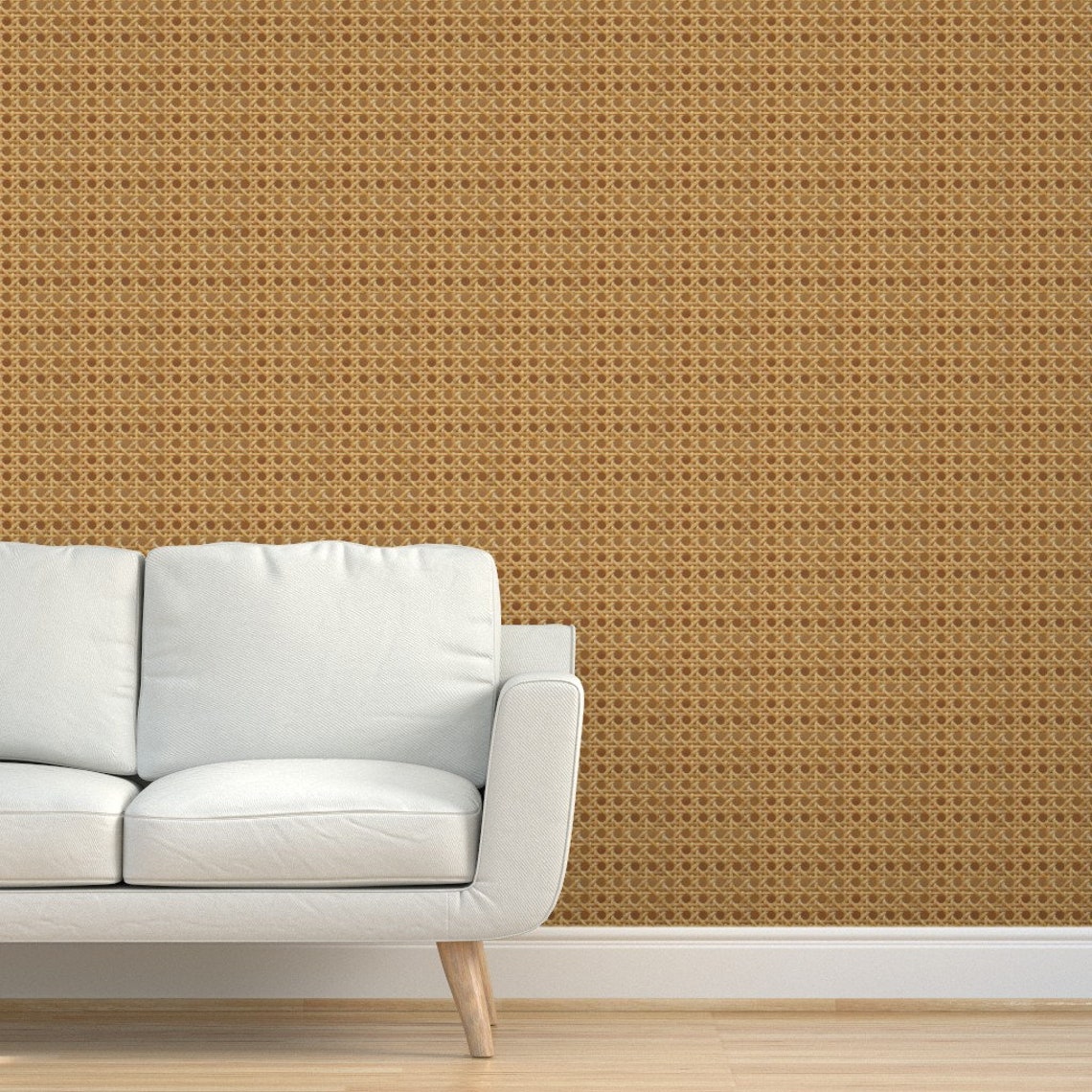 Rattan Wallpaper Rattan 1-ed by Lindaglass Brown Yellow - Etsy