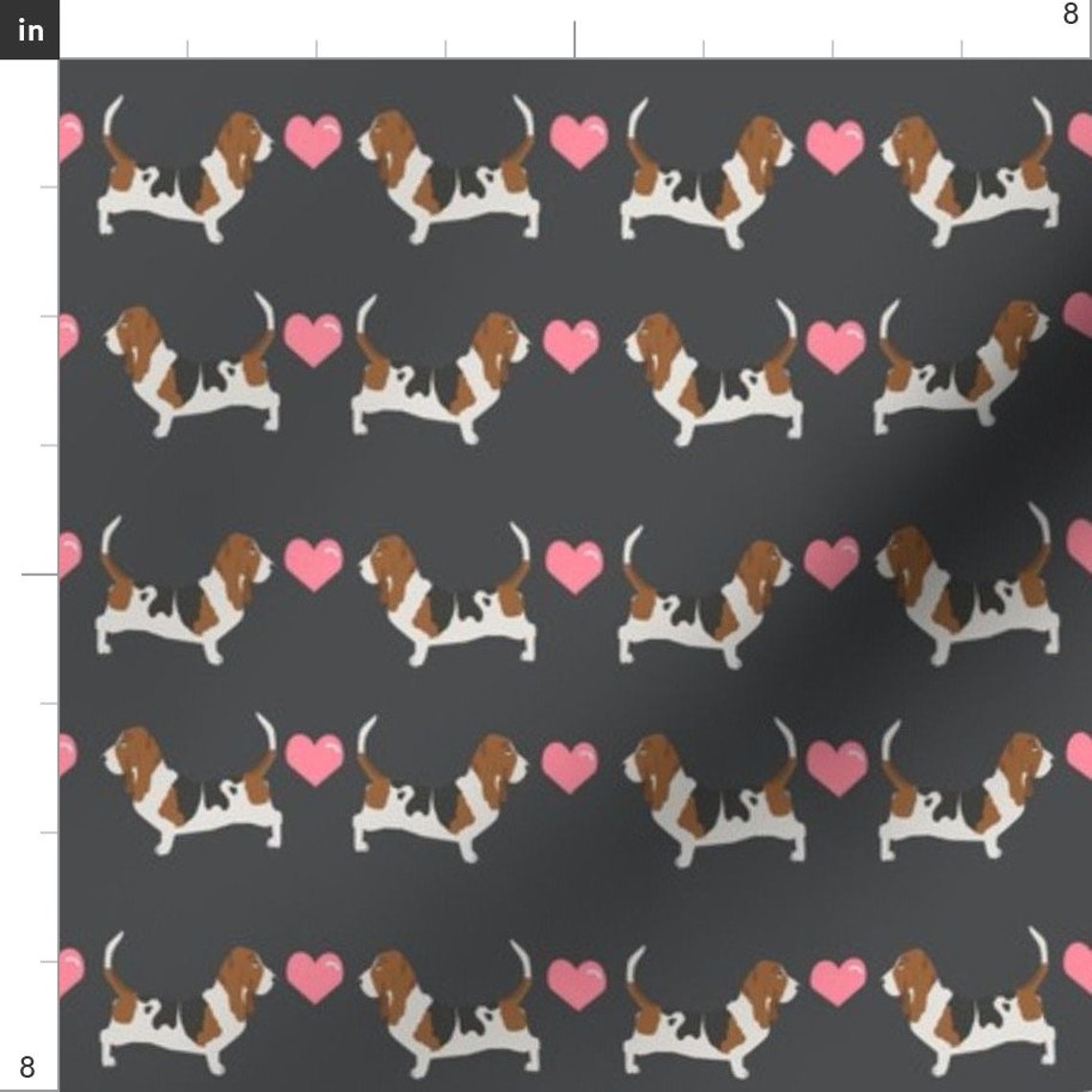 Basset Hound Love Fabric Basset Hound Love Fabric By | Etsy