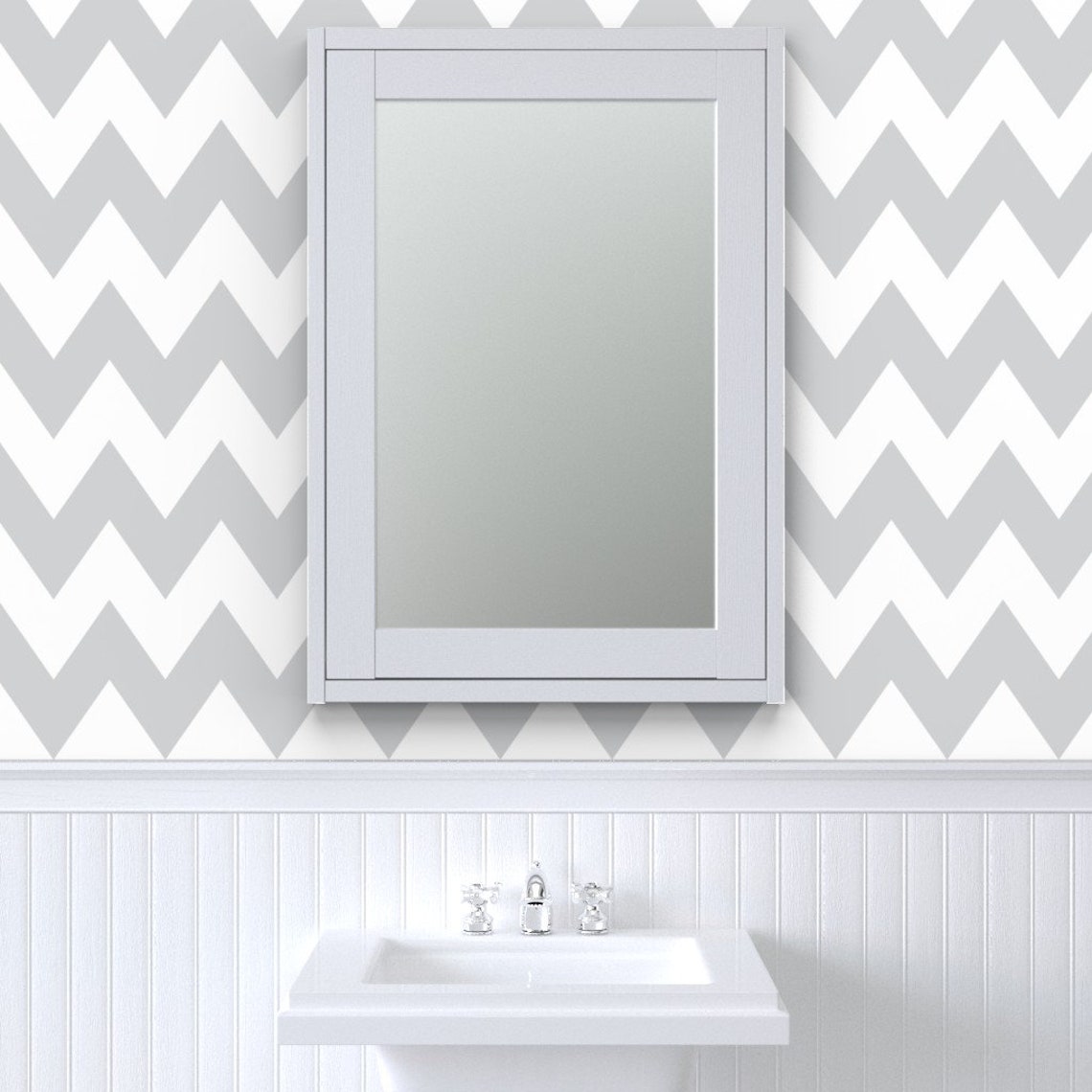 Chevron Wallpaper Chevron Xl Light Grey by Misstiina | Etsy
