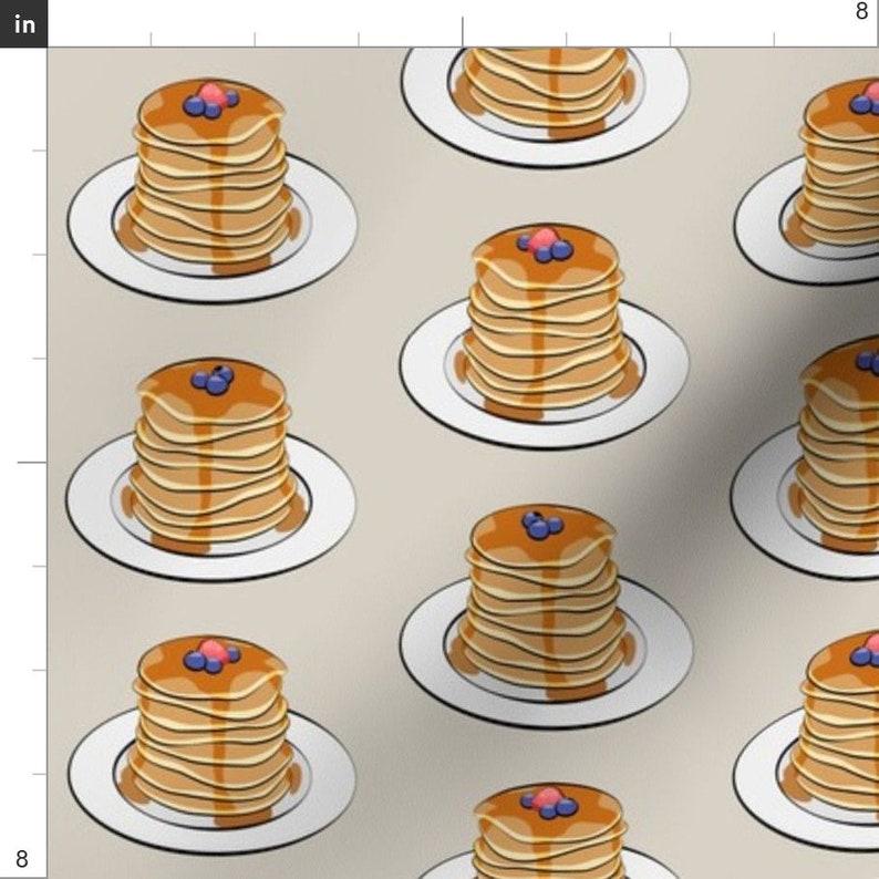 Pancake Breakfast Fabric Pancakes With Berries on Beige by - Etsy