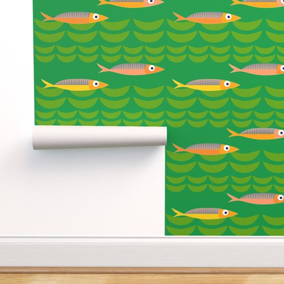 Swimming Fish Wallpaper Green Fish by Kheckart Green River | Etsy