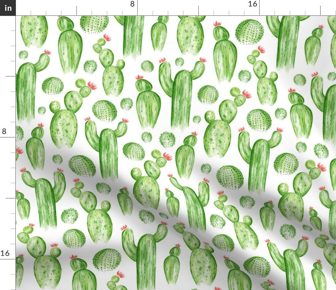 Cactus Fabric Cactus Garden Watercolor Green by Heatherdutton Cactus ...