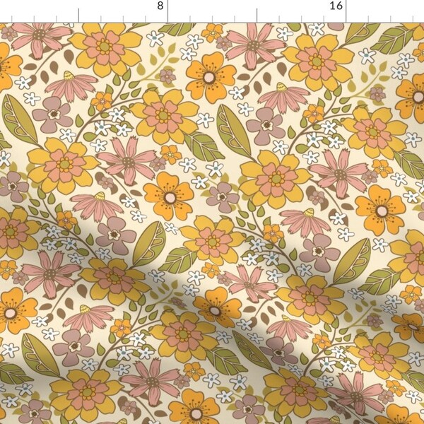Retro Floral Fabric - Etsy